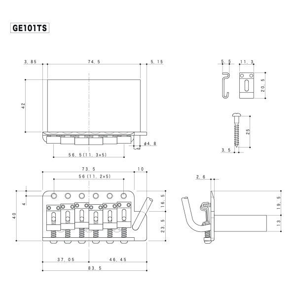 strat bridge dimensions
